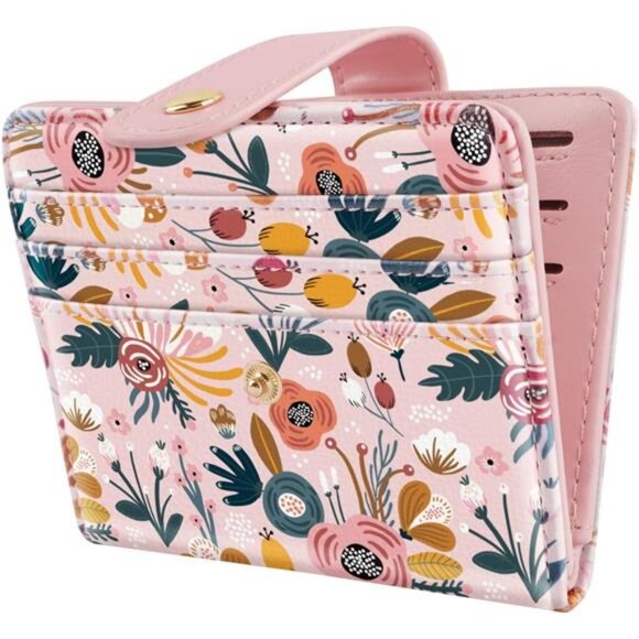 Bags | Slim Bifold Wallet Pink Flowers | Poshmark